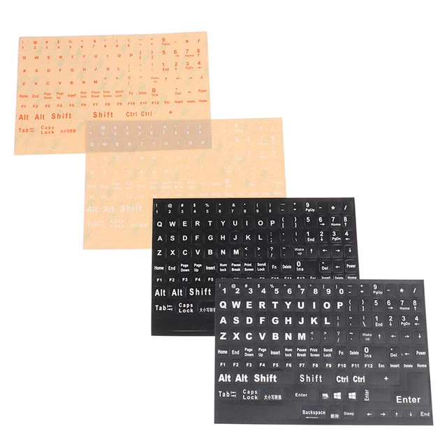 ENGLISH FULL KEYBOARD Frosted Transparent Keyboard Stickers Computer ...