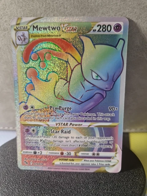 MEWTWO V STAR 079/078 Rainbow Rare - Pokemon GO Pokémon Card - NM £35. ...