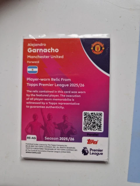 ALEJANDRO GARNACHO PLAYER Worn Patch 75 Topps 2025/26 Manchester United ...