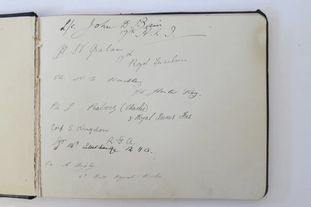 WW1 AUTOGRAPH BOOK album with soldiers signatures and regiment details ...