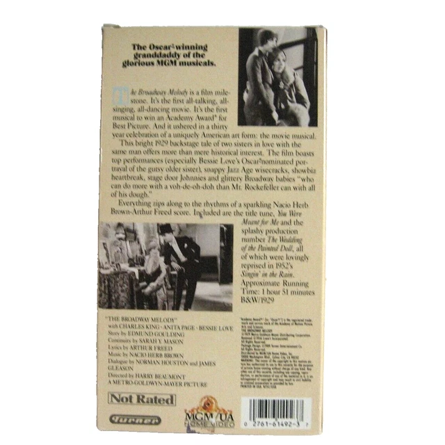 BROADWAY MELODY VHS Movie Best Picture of 1929 MGM/UA £6.34 - PicClick UK