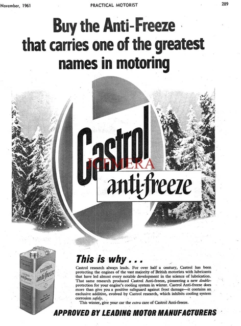 CASTROL MOTOR VEHICLE Anti-Freeze ADVERT Vintage Original 1961 Print Ad ...