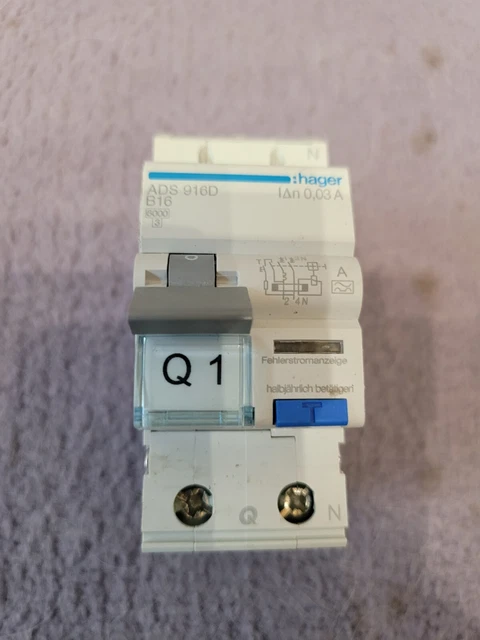 HAGER ADS916D FEHLERSTROM-LS-SCHALTER B, 2-Polig 1-Polig geschützt, 16A ...