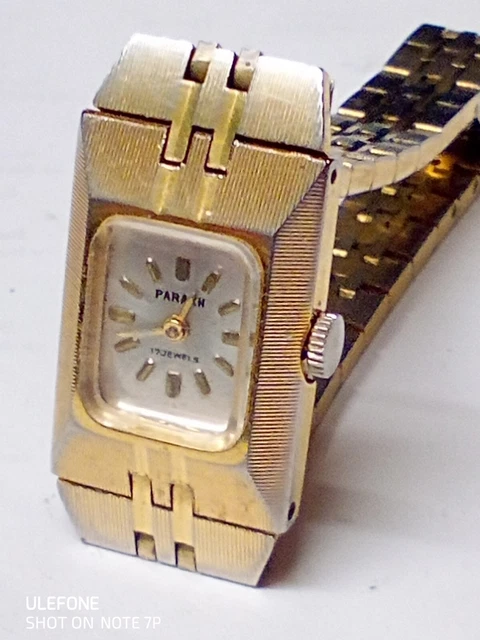 VINTAGE PARAKH 17 Jewels Mechanical Ladies Gold-plated Rectangular ...
