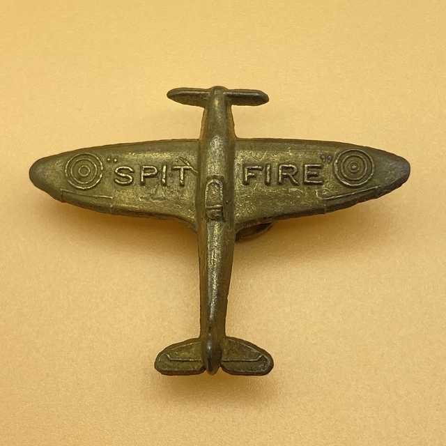 WW2 BRITISH SUPERMARINE Spitfire Fund 1940s Vintage Brass Lapel Badge ...