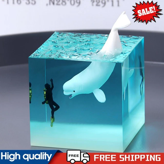 MARINE WHALE CUBE Ornament Resin Ocean Cube Decor Home Room Decor ...