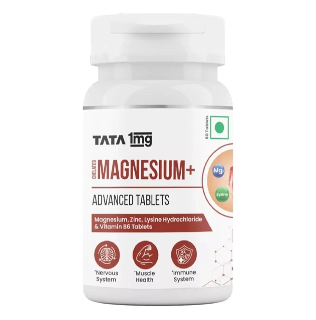 TATA 1MG CHELATED Magnesium Plus Tablet with Zinc, Vitamin B6 Pack Of ...