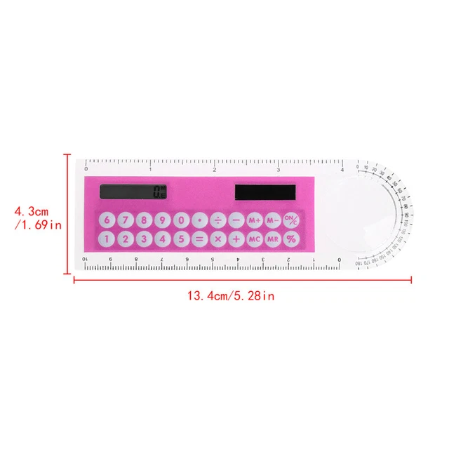 10CM RULER MINI Digital Calculator 2 in 1 Kid Stationery School Office ...