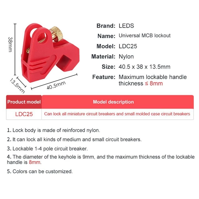 MCB NYLON MULTI-FUNCTIONAL Lockout Safety Loto Lock Circuit Breaker ...