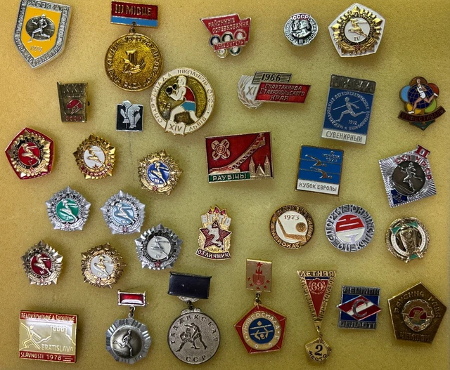 VINTAGE RUSSIAN USSR Collection of Athletic Sports Pin Badges 1970-80s ...