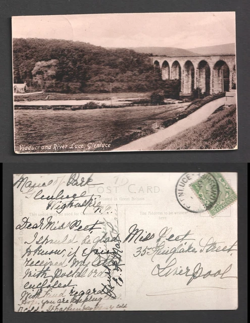 191? KGV GLENLUCE Wigtownshire on Viaduct & River Luce Postcard £1.75 ...