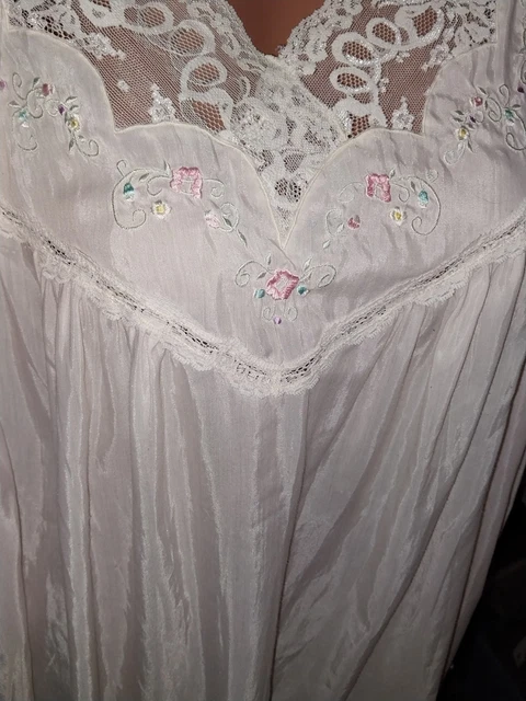 VTG SATIN SILKY Lady Barb Peignoir Long Pink Lacy Nightgown Robe Set 2X ...