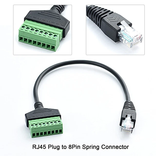 RJ45 ETHERNET MALE To 8 Pin AV Terminal Screw Adapter Converter Block ...