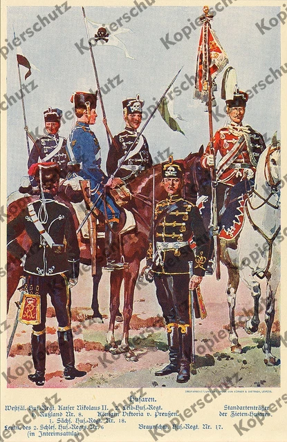 CARL BECKER KAISERLICHE Armee Husaren-Regimenter Sachsen Preußen ...