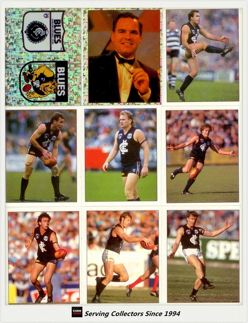 *1995 SELECT AFL Football Stickers Base Team Set Carlton (16)- Mint ...
