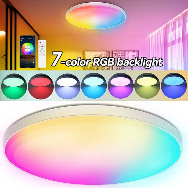 SMART RGB LED Ceiling Light 28W Dimmable Night Light Remote Timing ...