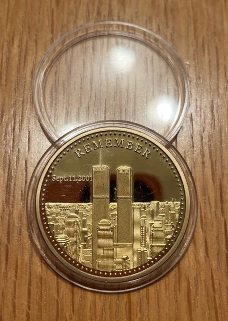 TWIN TOWERS WORLD Trade Centre 9/11 Gold Commemorative Coin £7.50 ...