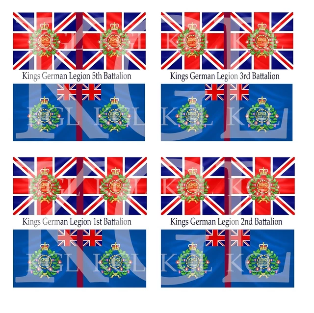 NAPOLEONIC BRITISH KGL Infantry at 28mm scale 4 REGTS flag sets £10.00 ...