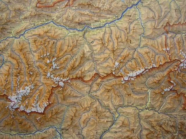 SCHOOL WALL MAP map Tyrol Innsbruck Ortler South Tyrol Trento Garda ...