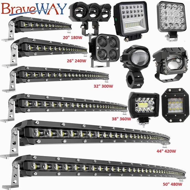 CURVED LED LIGHT Bar Spot Flood Off road Roof Lights Driving Lamp ...