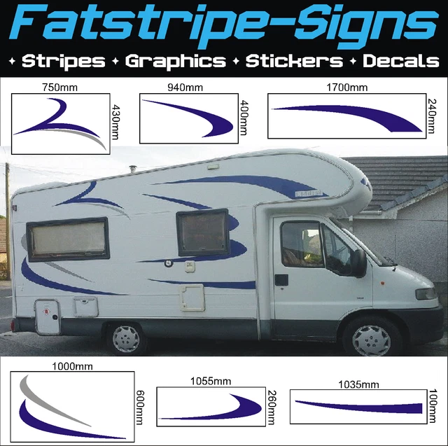MOTORHOME VINYL GRAPHICS Stickers Decals Stripes Set Camper Van Caravan ...