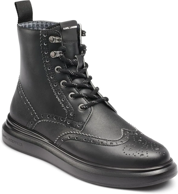 KARL LAGERFELD PARIS Men's Side Zip Rubber Sole Wingtip Boot Combat £ ...