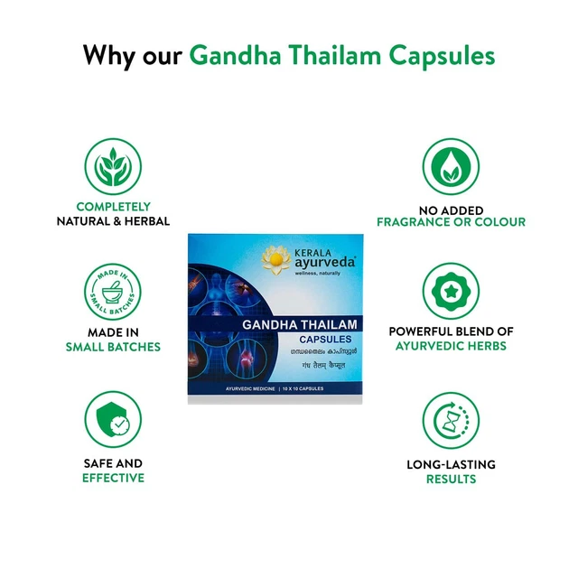 KERALA AYURVEDA GANDHA Thailam with Sesame Oil Base 100 Capsules £27.60 ...