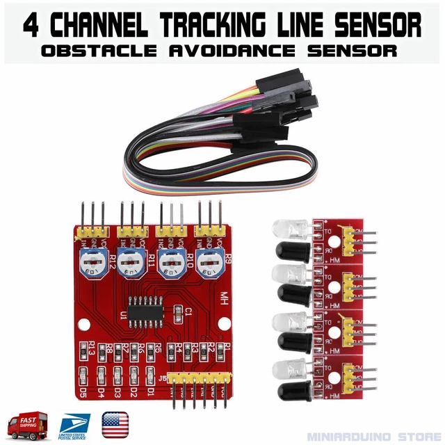 4-CHANNEL INFRARED IR Line Tracking Detection Sensor Module Smart Car ...