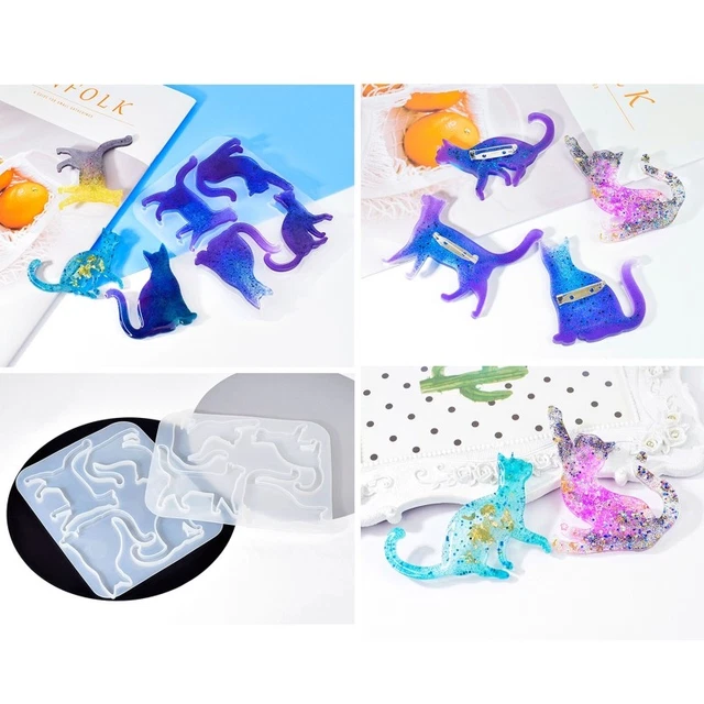 3D CARTOON FOR Cat Silicone Brooch Mold Epoxy Resin Craft Making ...