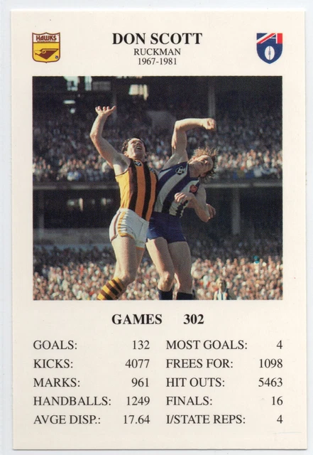 1994 AFL SPEARS GAMES [THE GREAT FOOTY CARD GAME] - Don SCOTT (HAWTHORN ...