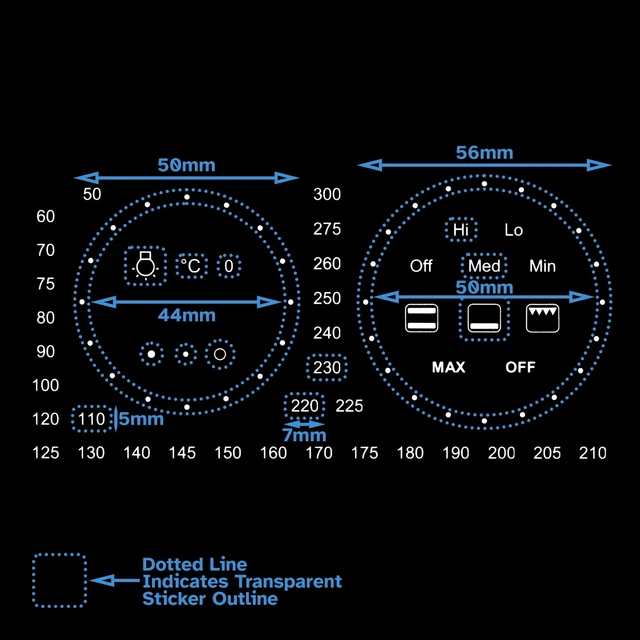 WHITE TEXT 48PC Separate Custom Label Oven Temperature Symbol Dial ...