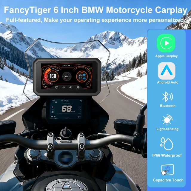 BMW MOTORCYCLE CARPLAY Android Auto 6" Touch Screen Waterproof GPS ...