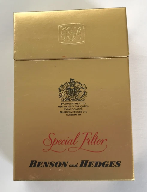 BENSON AND HEDGES SPECIAl FILTER Card Cigarette Packet (empty 20 pack ...