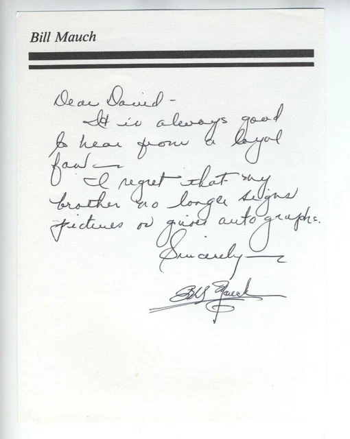 CHILD ACTOR AUTOGRAPH Handwritten Letter Bill Mauch Signed Star Vintage ...