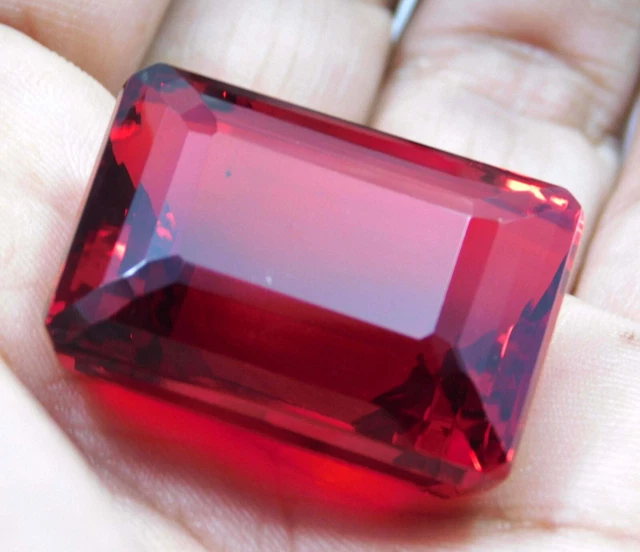 NATUREL CERTIFIÉ 86.90 CT Émeraude Coupe Rouge Sang Brésilien Topaze ...