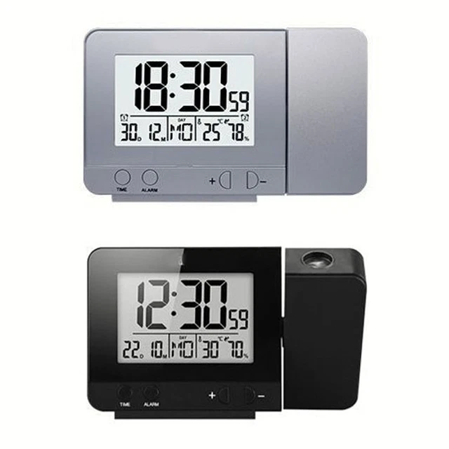 LCD DISPLAY PROJECTION Clock Dual Alarms USB Charging Date Week ...