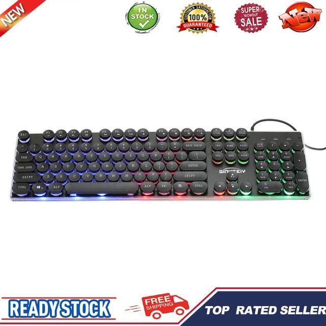 STEAMPUNK RETRO KEYCAP Typewriter Backlit Mechanical Gaming Keyboard ...