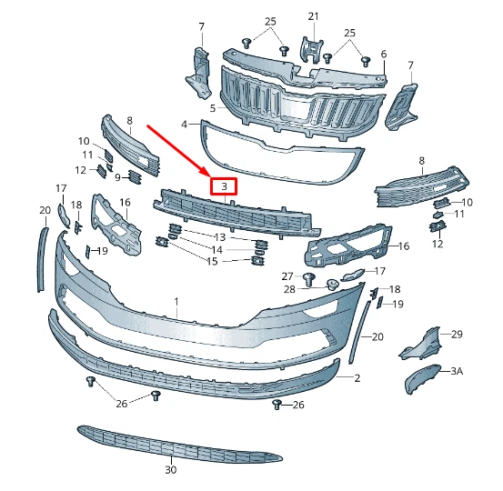 SKODA KAROQ NU Griglia centrale paraurti anteriore 57A853677 9B9 ...
