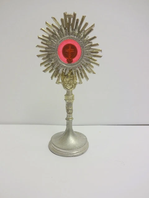SCHÖNE KLEINE MONSTRANZ Zinn Glas Hausaltar Altar Puppenstube Zubehör ...