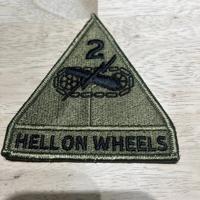 US ARMY 2ND Armored Division Hell On Wheels Subdued OD Sew On Uniform Patch BDU £6.90 - PicClick UK