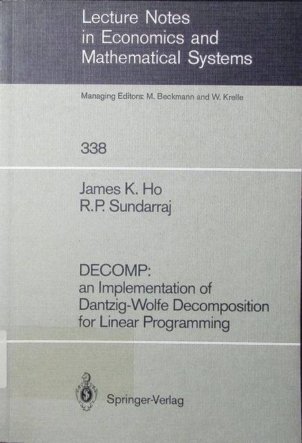DECOMP. AN IMPLEMENTATION of Dantzig-Wolfe decomposition for linear programming. EUR 113,99 ...