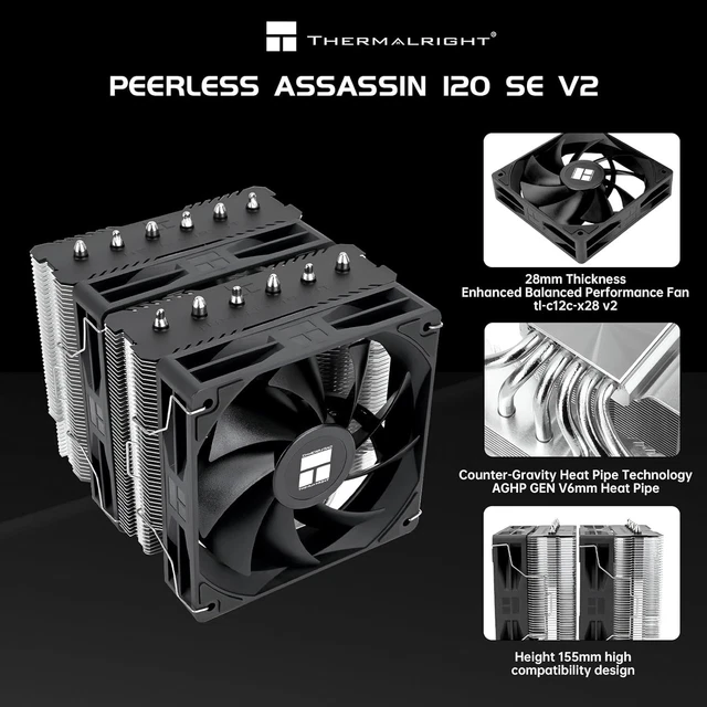 THERMALRIGHT PEERLESS ASSASSIN 120 SE V2 CPU Air Cooler - 6 Heat Pipes AGHP... £58.29 - PicClick UK