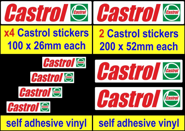 6 CASTROL OIL Sponsor stickers classic Old Style race rally decals bike ...