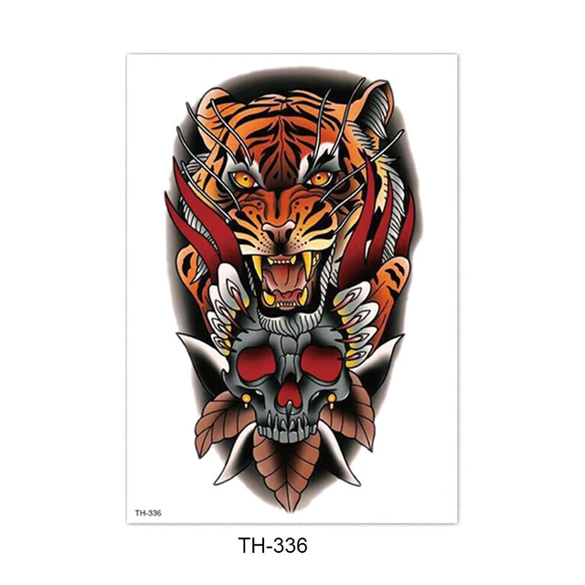 L# COOL FAKE Tattoo Fox Tiger Half Arm Tattoo Sticker for Boys Girls ...