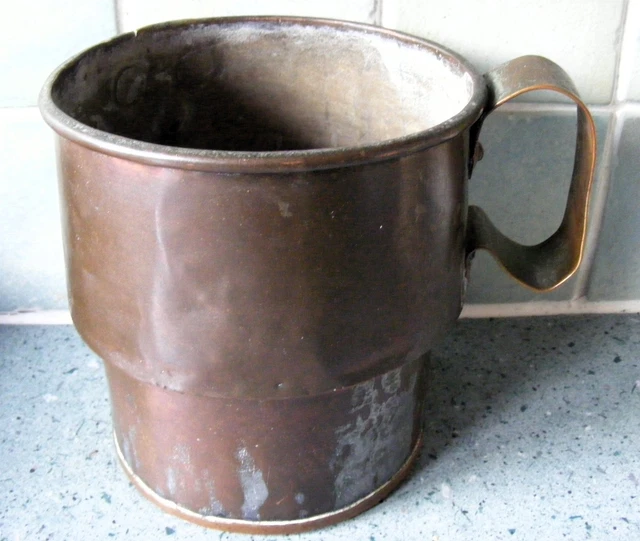 ANTIQUE FRENCH COPPER Pot Or Jug Measure Paint Brush Utensil Holder ...