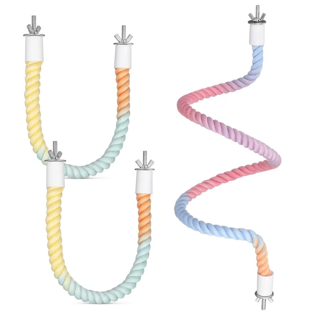 3 PCS BIRD Rope Perches Parrot Climbing Swing Parrot Cotton Rope Bird ...