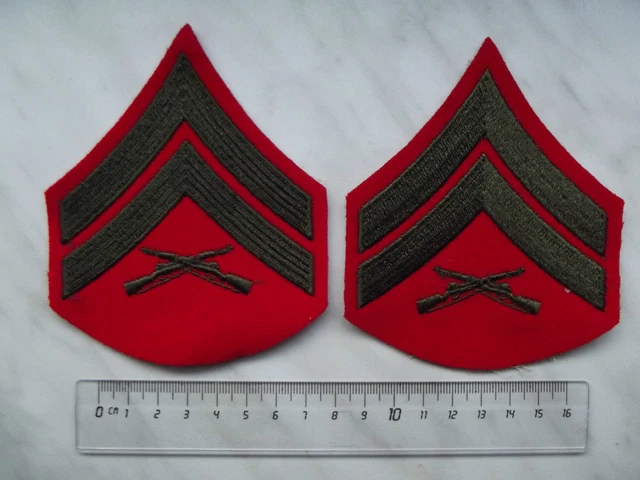 ^(BOX-MCR) US RANK Badge Marine Corps Corporal WWII Red Green £14.92 ...