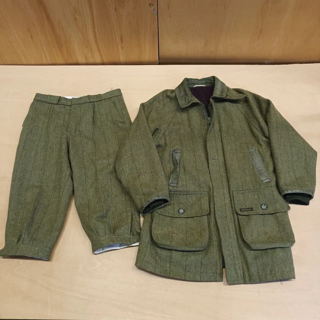 HUCKLECOTE TWEED COUNTRY Wool Suit Jacket Breeches Green Heavy Fabric ...