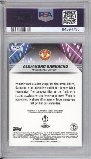 ALEJANDRO GARNACHO PSA 10 2022 Topps Stadio Club Cromato Rookie Beam ...