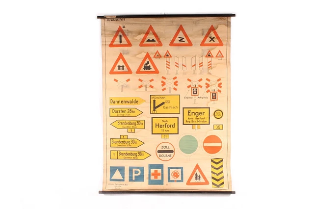 WALL CHART SCHOOL Wall Map Roll Chart Verkehrskarte Traffic Sign $60.54 ...